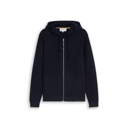 Tom Tailor Herren Strickjacke mit Kapuze, blau, Uni, Gr. XXL
