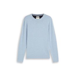 Tom Tailor Herren Basic Strickpullover aus Baumwolle, blau, Meliert, Gr. XXL