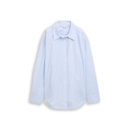 Tom Tailor Damen Loose Fit Popeline Hemdbluse, blau, Gestreift, Gr. 36
