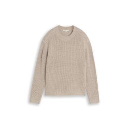 Tom Tailor Denim Damen Relaxed Fit Strickpullover, beige, Meliert, Gr. M