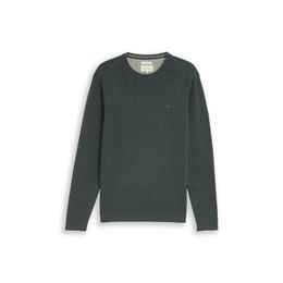 Tom Tailor Herren Basic Strickpullover aus Baumwolle, gr&uuml;n, Meliert, Gr. XXL