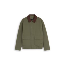 Tom Tailor Denim Herren Blouson Jacke mit Cord-Kragen, gr&uuml;n, Uni, Gr. XXL