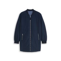 Tom Tailor Damen Plus Size - 2-in-1 Wendejacke mit Bomberkragen, blau, Uni, Gr. 44