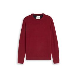 Tom Tailor Herren Basic Strickpullover aus Baumwolle, rot, Meliert, Gr. XXL