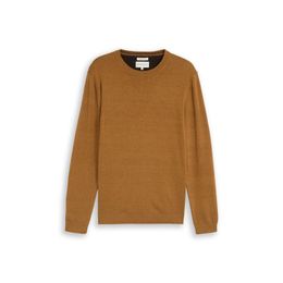 Tom Tailor Herren Basic Strickpullover aus Baumwolle, braun, Meliert, Gr. XXL