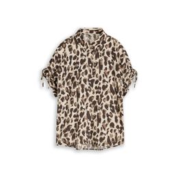 Tom Tailor Damen Loose Fit Bluse mit Schleifen, braun, Animalprint, Gr. 36