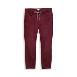 Tom Tailor Damen Tapered Relaxed Hose, rot, Uni, Gr. 44/28