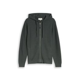 Tom Tailor Herren Strickjacke mit Kapuze, gr&uuml;n, Meliert, Gr. XXL