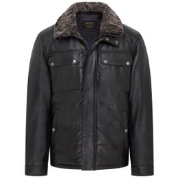 Schwarze Steppjacke aus Leder f&uuml;r Herren - Farsund