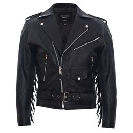 Brando-Motorrad-Bikerjacke aus Leder mit Fransen und Quasten