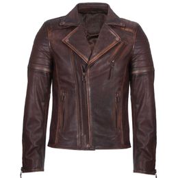 Schmal geschnittene Bikerjacke aus Leder im Brando-Stil mit Kreuzrei&szlig;verschluss