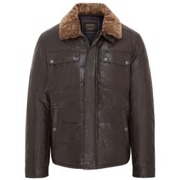 Braune Steppjacke aus Leder f&uuml;r Herren - Farsund
