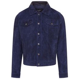 Marineblaue Jeansjacke aus Ziegenwildleder f&uuml;r Herren - Nurmes
