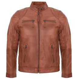 Biker-Rennjacke aus Leder mit Rei&szlig;verschluss