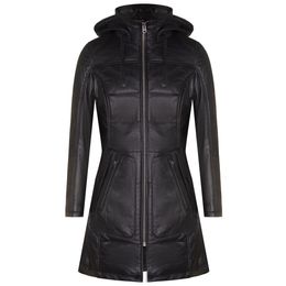 Gesteppter Parka-Mantel aus Leder mit Kapuze f&uuml;r Damen-Olney