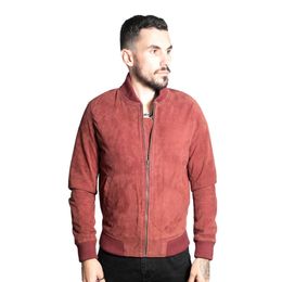 Herren-Bomberjacke aus Varsity-Leder im Retro-Stil aus Ziegenwildleder &ndash; Athen