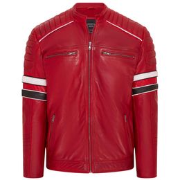 Rote gesteppte Biker-Rennjacke aus Leder f&uuml;r Herren &ndash; Brevik