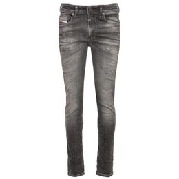 Diesel Sleenker Stone Washed Jeans aus verblasstem schwarzem Denim