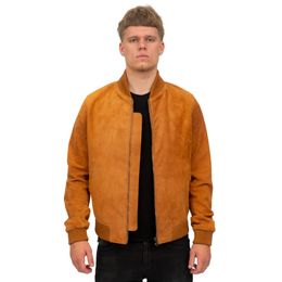 Herren-Bomberjacke aus Varsity-Leder im Retro-Stil aus Ziegenwildleder &ndash; Athen