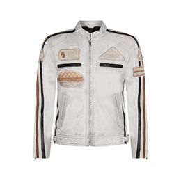 Leder-Racing-Biker-Motorradjacke mit Rei&szlig;verschluss