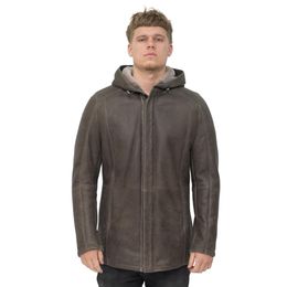 Herren-Parka-Mantel aus Schaffell mit Kapuze &ndash; Alafaya