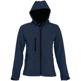 SOLS Womens/Ladies Replay Hooded Soft Shell Jacket (atmungsaktiv, winddicht und wasserabweisend) (French Navy)