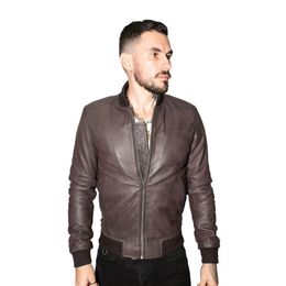 Herren-Bomberjacke im Retro-Uni-Stil aus Leder &ndash; Pretoria