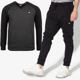 Nike Sportswear Optic Herren-Fleece-Crew-Trainingsanzug in Schwarz