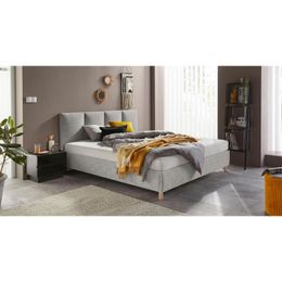 Westfalia Schlafkomfort Polsterbett grau Liegefl&auml;che L&auml;nge B: 200cm x 180cm, Strukturstoff, Bonnell-Federkernmatratze H3