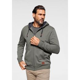 MAN'S WORLD Man's World Herren Kapuzensweatjacke mit kontrastfarbigem Innenfutter gr&uuml;n M (48/50)