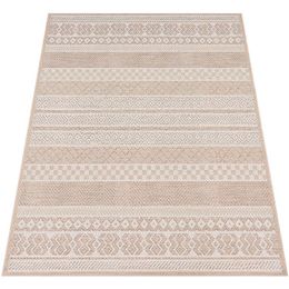 Paco Home Teppich &raquo;Vermont 183&laquo; rechteckig 4 mm H&ouml;he Flachgewebe, modernes gestreiftes Design, In- und Outdoor geeignet beige Polypropylen B : 80cm 1 Stk., 4mm,
