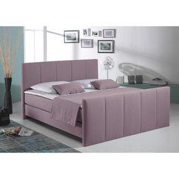 Home Affaire Boxspringbett &raquo;Portland&laquo; in 3 Breiten, 3 Matratzenarten und 2 H&auml;rtegraden, incl. Topper lila Strukturstoff-Bezug (100% Polyester), 
