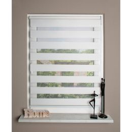 Home Wohnideen Doppelrollo &raquo;STRIPES&laquo; Lichtschutz ohne Bohren wei&szlig; Polyester 150cm, 40cm