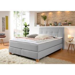Home Affaire Boxspringbett &raquo;Calloway&laquo; inkl. Topper, XXL-Ausf&uuml;hrung, in 4 Farben, 5 Breiten, 3 Matratzenarten grau Struktur (100% Polyester), 