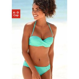 s.Oliver Damen s.Oliver B&uuml;gel-Bandeau-Bikini mit Raffung blau 38, Cup D