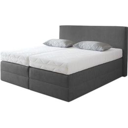 Westfalia Schlafkomfort Boxspringbett wahlweise mit Kaltschaum-Topper grau Microvelours (100% Polyester) Microvelours Kaltschaum-Topper, Liegefl&auml;che B/L: 200cm x 200cm, 