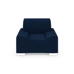 DOMO collection Sessel &raquo;Anzio&laquo; wahlweise mit Federkern blau Samtoptik, Mit Federkern, B/H/T: 114cm x 85cm x 93cm