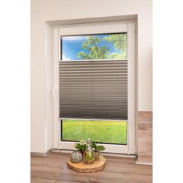 K-home Plissee &raquo;Klemmfix Pisa&laquo; Lichtschutz ohne Bohren verspannt Crushed-Optik silber Obermaterial: 100% Polyester 130cm, zweiseitig verschiebbar, 
