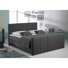 Home Affaire Boxspringbett &raquo;Portland&laquo; in 3 Breiten, 3 Matratzenarten und 2 H&auml;rtegraden, incl. Topper grau Strukturstoff-Bezug (100% Polyester), 