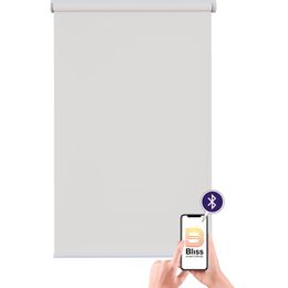 SUNLINES Elektrisches Rollo &raquo;San Francisco&laquo; verdunkelnd Verdunkelung mit Bohren freih&auml;ngend appgesteuert via Bluetooth, mit Motor und Akku, wei&szlig;er 