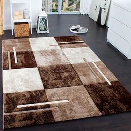 Paco Home Teppich &raquo;Diamond 663&laquo; rechteckig 18 mm H&ouml;he Kurzflor, Karo Muster, 3D-Design, ideal im Wohnzimmer & Schlafzimmer braun Polypropylen (PP) B : 80cm 1 