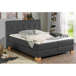Home Affaire Boxspringbett &raquo;Merino&laquo; incl. Kaltschaumtopper, 5, Breiten, 2 H&auml;rtegrade, 3 Ausf&uuml;hrungen grau Struktur fein (100% Polyester) Struktur fein