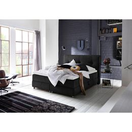 ATLANTIC HOME COLLECTION Boxspringbett &raquo;Tilo&laquo; mit Tonnentaschen-Federkernmatratze, inkl. Bettkasten und Topper schwarz Bettrahmen und seitliche 