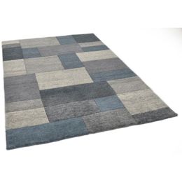 Theko Wollteppich &raquo;Dalas - 7709&laquo; rechteckig 18 mm H&ouml;he reine Wolle, handgekn&uuml;pft, Patchwork Design grau Schurwolle B : 190cm 1 Stk., 18mm, L: 290cm