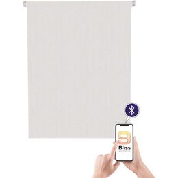 SUNLINES Elektrisches Rollo &raquo;Akkurollo Structure&laquo; blickdicht ohne Bohren appgesteuert via Bluetooth, wei&szlig;er Fallstab wei&szlig; Kunststoff, Metall, 