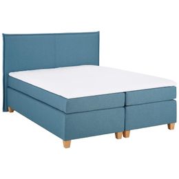 Home Affaire Boxspringbett &raquo;Houssay&laquo; inkl. Topper, 5 Breiten, 2 H&auml;rtegraden auch in &Uuml;berl&auml;nge 220 cm blau Struktur fein (100% Polyester) Struktur fein