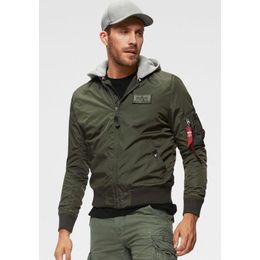 Alpha Industries Herren Bomberjacke &raquo;MA-1 TT HOOD&laquo; mit Kapuze gr&uuml;n M