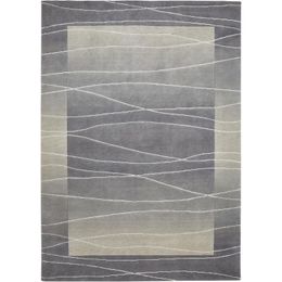 LUXOR living Wollteppich &raquo;Lineo, handgekn&uuml;pft&laquo; rechteckig 14 mm H&ouml;he Nepalteppich, reine Wolle, mit Bord&uuml;re, Wohnzimmer silber Schurwolle B : 170cm 1 