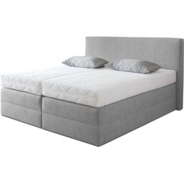 Westfalia Schlafkomfort Boxspringbett wahlweise mit Kaltschaum-Topper grau Microvelours (100% Polyester) Microvelours Ohne Topper, Liegefl&auml;che B/L: 180cm x 200cm, Gewicht bis