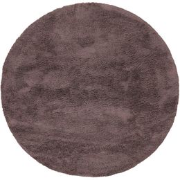 CarpetFine Teppich &raquo;Silky&laquo; rund 20 mm H&ouml;he Shaggy, Langflor, uni, besonders weich, handarbeit braun Mikropolyester &Oslash; 120cm 1 Stk., 20mm, &Oslash; 120cm